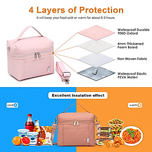 NOL Insulated Lunch Bags for Women Small Cute Cooler Bag Lightweight Nylon Waterproof Kids Lunch Box For Work (Small, Pink)