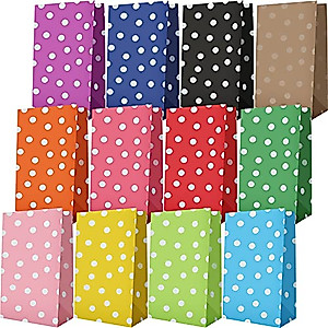 120 Pack Party Favor Bags Goodie Bags Dot Party Bags Polka Dot Paper Bags 12 Colors Treat Bags Paper Goody Bags Small Gift Bags for Kids Birthday Party Wedding Supplies, 5.1 x 3.1 x 9.4 Inch, Colorful