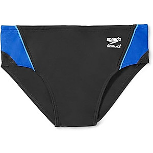 Speedo Men's Swimsuit Brief Endurance+ Splice Team Colors Black/Blue Spark, 38