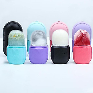 Purple Mini Beauty Face Ice Roller - Reusable Silicone Mold for Eye, Neck & Face Skin Care