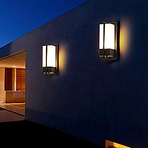 MENZEL Wall Sconces, Outdoor Wall Sconce, Waterproof Exterior Wall Light, Black Metal Wall Lamp, Vertical Frame Rainproof Outside Wall Lamps for Garden Shed Porch Garage Corridor Patio, E27 Socket