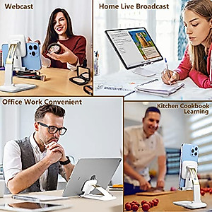 KOTUDAY Cell Phone Stand for Desk, Adjustable Phone Holder for Desk Compatible with Most of The Cell Phones, Such as iPhone 14 Pro Max,Samsung, LG,Sony,One Plus-White