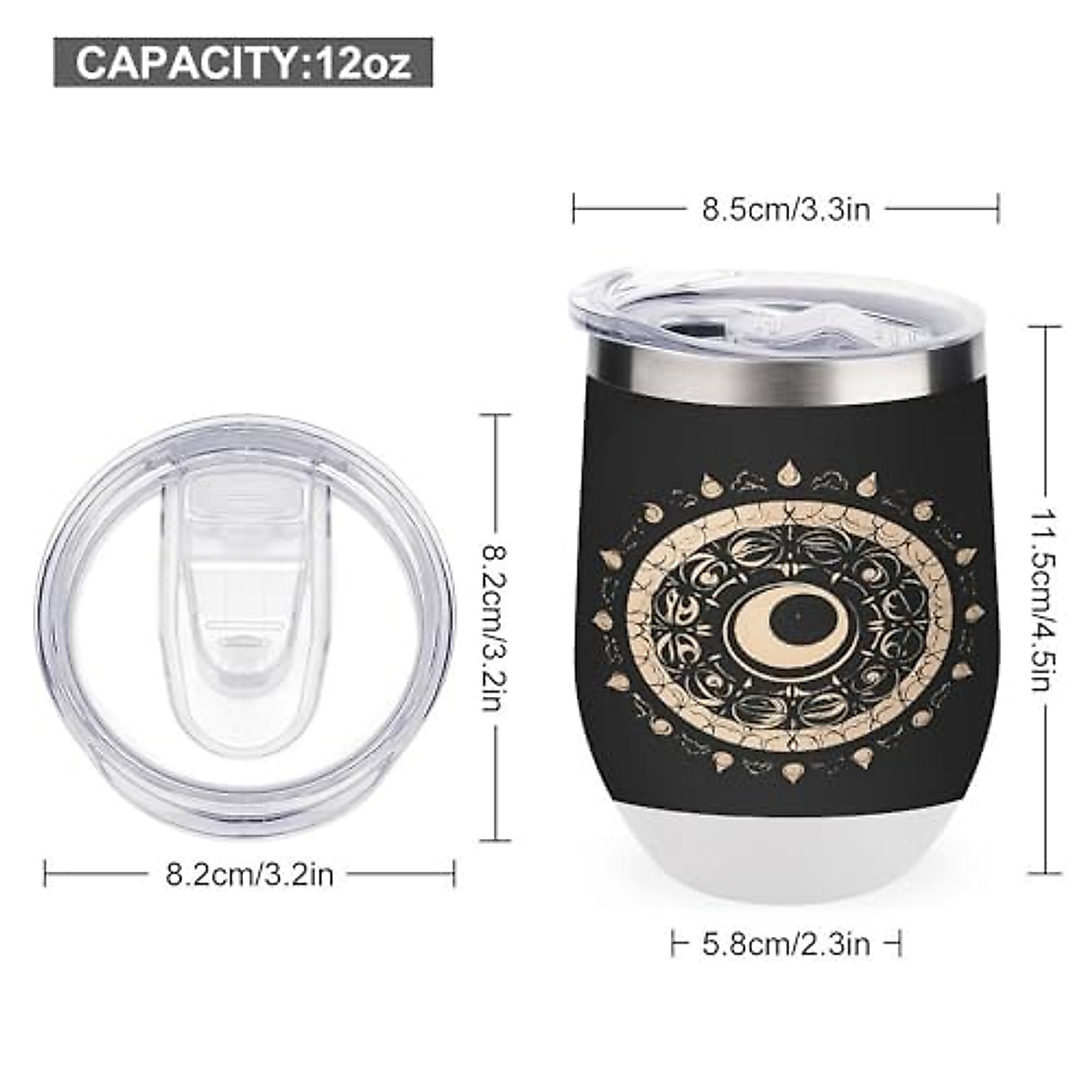 OPTKSNCU 304 Stainless Steel Insulated Cup with Lid, Sun And Moon Together Print Durable, And Easy to Clean – Ideal for Home, Office, And Gift Giving