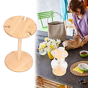 NALLELY Wine Glass Cup Holder,Wine Glass Hanger,Bamboo Wood Goblet Wine Glass Hanging Drain Rack,Installation Size: 25 * 15.5 * 15.5cm,for Home Kitchen Dining Room,Home Decoration