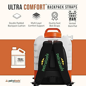 PetraTools 2-Gallon Battery Powered Sprayer, Battery Powered Backpack Sprayer - Compact Lawn Sprayers in Lawn and Garden Professional Electric Sprayer, Multiple Nozzles & Ultra Life Battery - HD2000