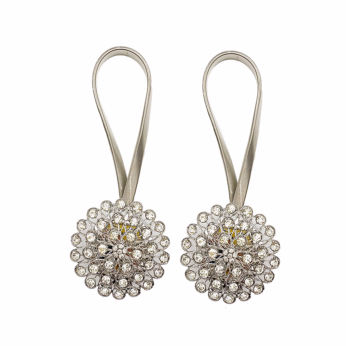 Magnetic Curtain Tiebacks, Flower Curtain Clips Buckle, Creative Diamond Curtain Bind 2 pcs, Suitable for Living Rooms, Bedrooms, Dining Rooms, Outdoors, Balconies, Offices