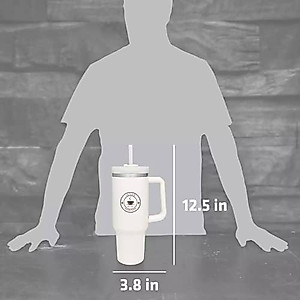 40 oz Tumbler, Tumbler with Lid and straw for water iced tea or coffee, Adventure Quencher Reusable Insulated Stainless Steel Tumbler, Tumbler, Tumblers, Cup and Mug, Hot Cold Water (White, 40 OZ)