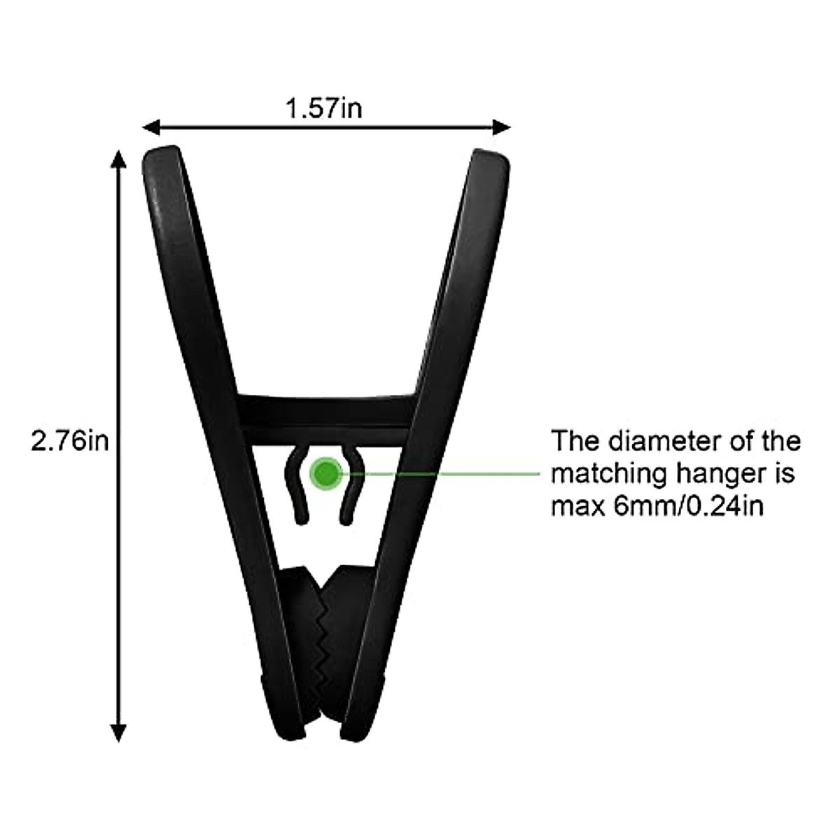 Graunton Hanger Clips for Hangers, Strong Pinch Easily Clip on Plastic Hangers, Multi-Purpose Plastic Finger Clips for Pants, Boy Girl Clothing, Body Suit, Shorts, Socks, Black (Black 24 Pack)