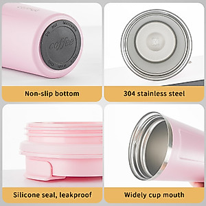 Stainless Steel Vacuum Insulated Travel Coffee Mug, Led Temperature Display Insulated Tumbler, Leak Proof With Lid Keeps Cold And Warm, Suitable For Coffee, Tea And Beer(Pink)