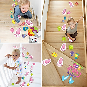 YOTNUS 110 Pcs Easter Bunny Footprint Stickers for Floor, Peel Without Leaving Traces, 14 PCS Rabbit Footprints, for Easter Decoration and Egg Hunting Games
