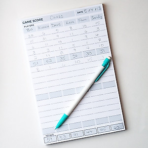 Game Score Sheet Pad - Blank Scoring Notepad for Games - 50 Sheets