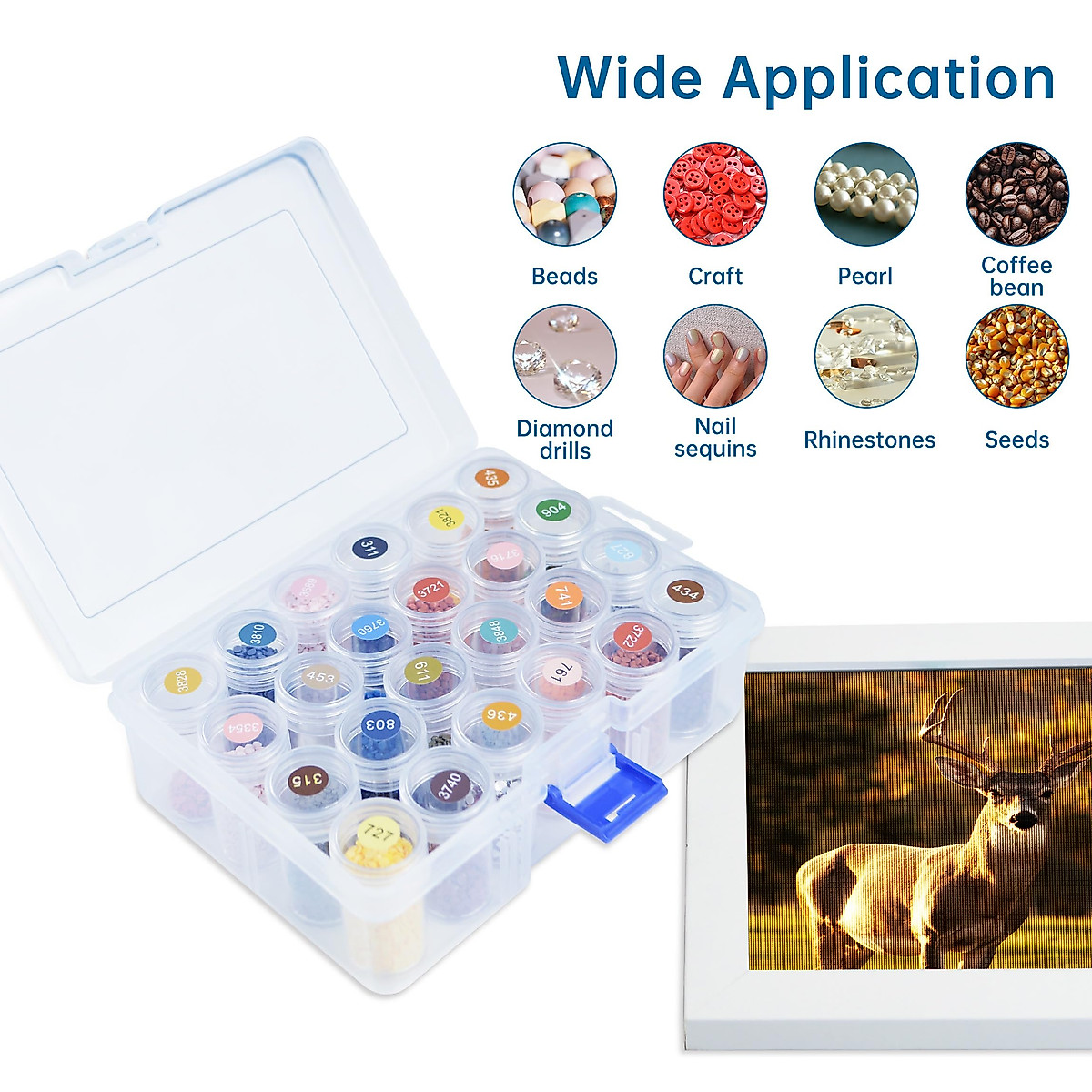 Mlife Diamond Art Painting Storage Containers, 1 Pack 24 Jars Diamond Art Storage Containers with Label, Diamond Art Accessories Organizers for Jewelry Beads,Diamond Dots,Small Gem, Diamond Storage