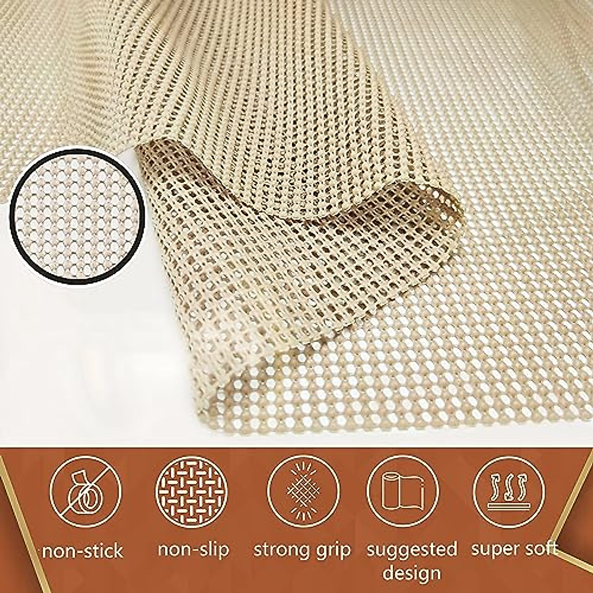 Shelf Liner for Kitchen Cabinets, 12 in x 25 FT, Strong Grip Non-Adhesive Shelf Liner, Waterproof Non-Slip Drawer Liner, Easy to Clean and Install, Perfect for Closets, Tables (Beige, 12in x 25ft)