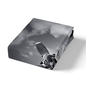 Erosebridal Airplane Bedding Set Aircraft Pattern Duvet Cover Full Size for Kids Boys Girls Aviation Aerospace Comforter Cover Grey Gray Soft Microfiber Quilt Cover for Child's Dorm Room