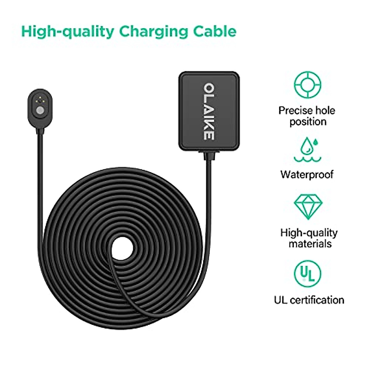 OLAIKE (2 Pack 26ft/8m Indoor Outdoor Weatherproof Magnetic Charging Cable for Arlo Pro 3/Pro 4/Ultra/Ultra 2,with Power Adapter Continuously Charging,NOT Compatible with Arlo Pro 3 Floodlight,Black