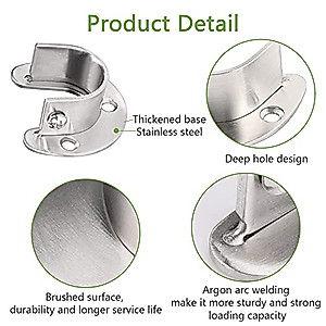 Heavy Duty Stainless Steel Closet Rod End Supports, 4 Packs Curtain Rod Brackets, Shower Rod Holder,Closet Pole Sockets Flange Rod Holder with Screws,for Easy Installation& Removal ,Silver (U-Shaped)