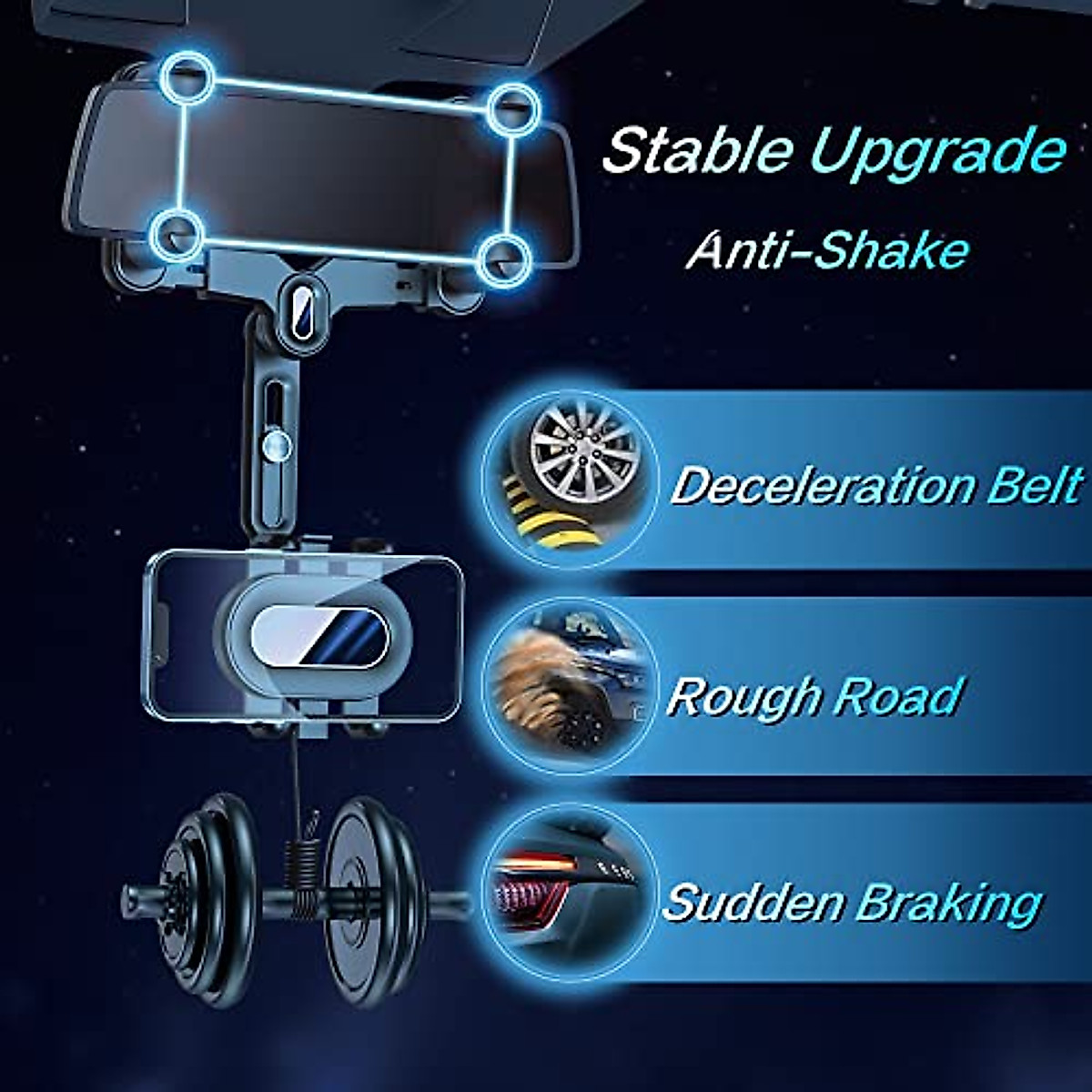 VOKEEH Phone Holder Rearview Mirror Phone Holder for Car, Phone Holder Mount,Rotatable and Retractable 360-degree Rotation Adjustment for 99% Mobile Phones & Car