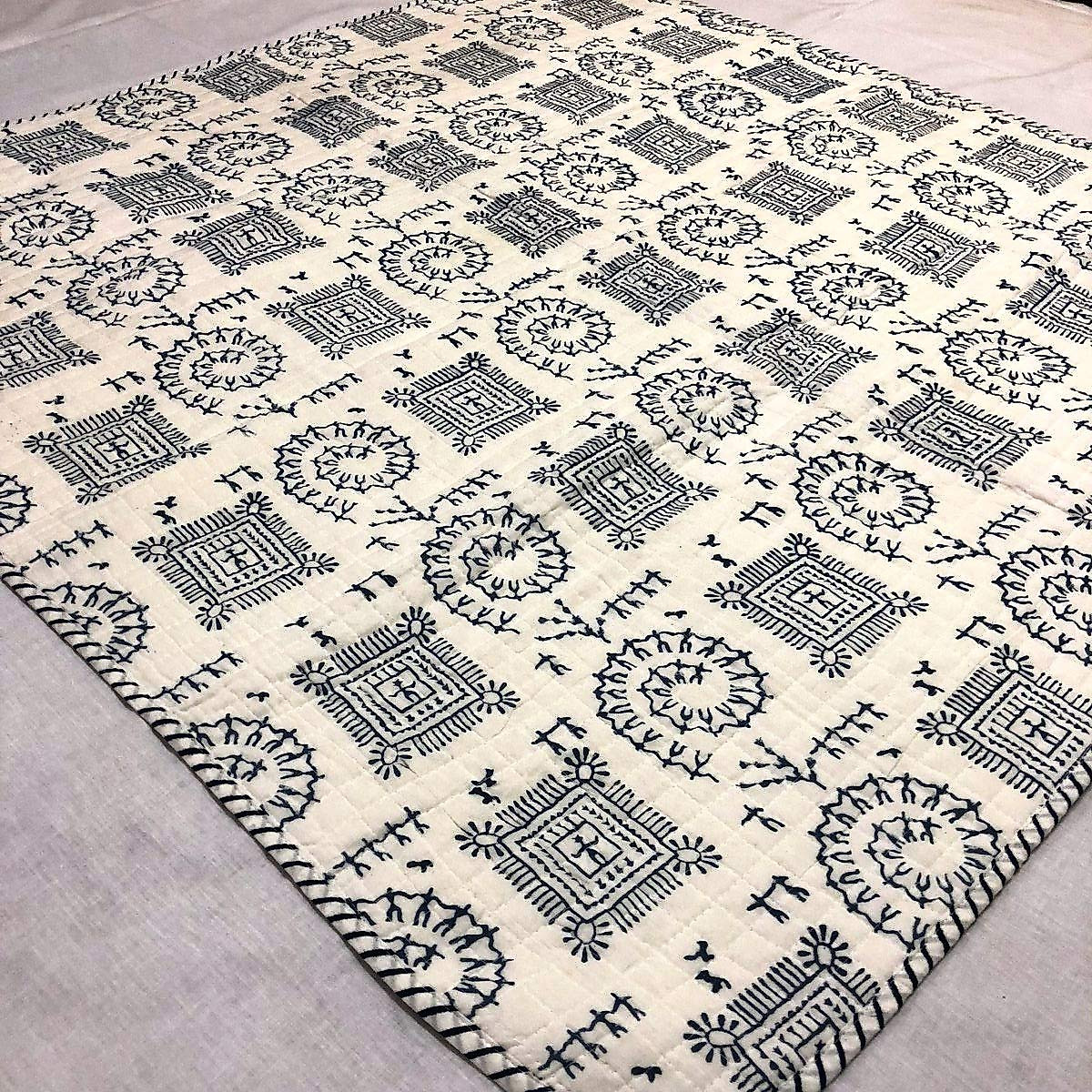 Trade Star Handmade Wrap Blanket Ethnic Toddler Blanket Reversible Super Soft Quilted Hand Block Print Baby Quilt Warm Baby Quilt 100% Cotton Quilt Indian Design Baby Blanket (Pattern 5)