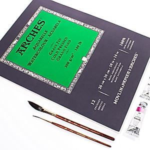 Arches Aquarelle Watercolor Pad, Cold Pressed, 140lb/300gsm, 12 Sheet, 10x14 inch, Arches Watercolor Paper 100% Cotton