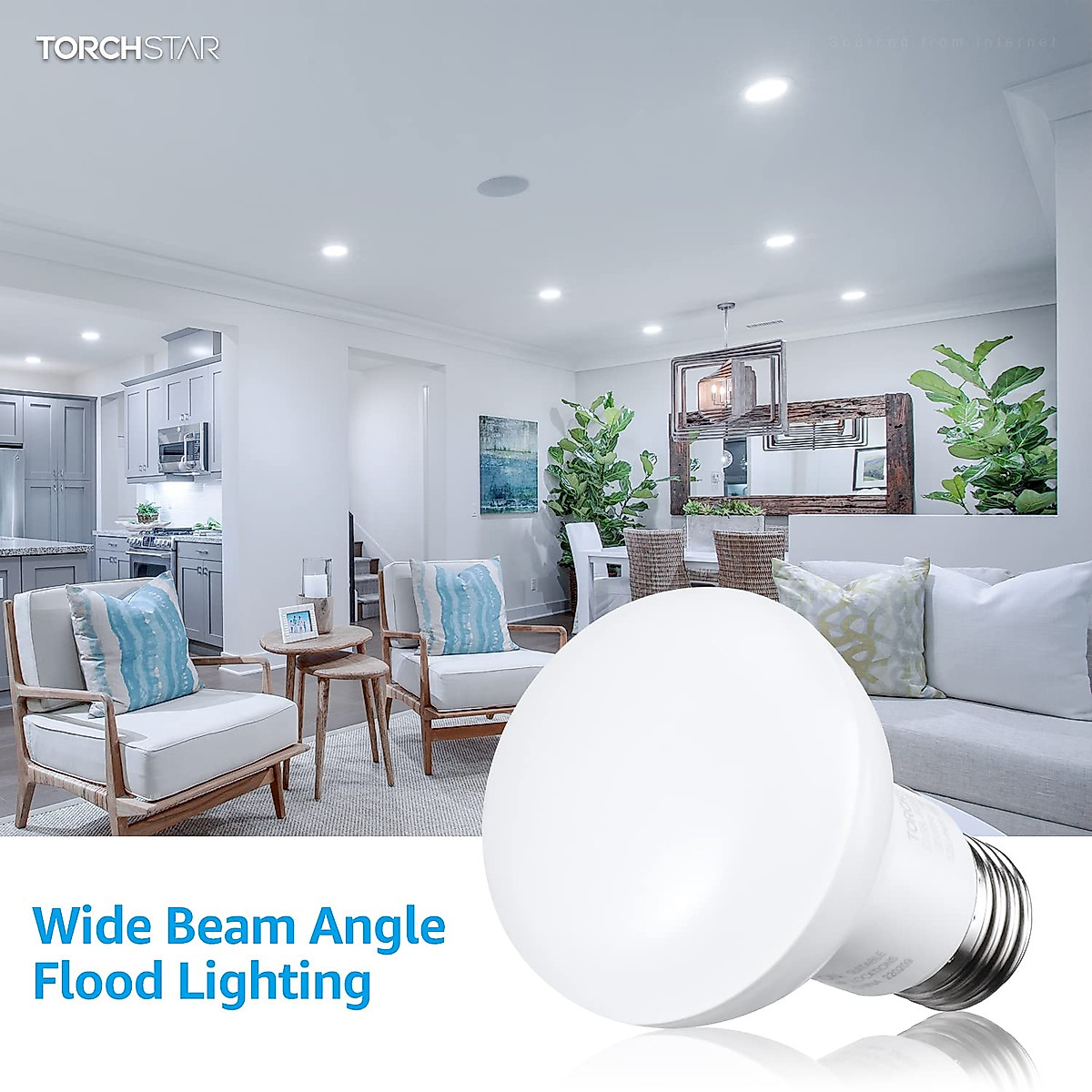 TORCHSTAR BR20 LED Bulbs, Indoor Flood Light R20, Dimmable, 7.5W (50W Eqv), UL & Energy Star, 5000K Daylight, E26 Medium Base, Recessed Can Lights, Home Ceiling, Pack of 4
