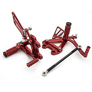 CNC ZX7R 91-03 Motorcycle Adjustable Rearsets Foot Pegs Footpeg Shift Pedal Compatible with Ninja ZX-6R ZX6R 1995-1997, Ninja ZX7R ZX750 ZX-7R ZX-7 1991-2003, ZX-9R ZX9R 1994-1997 Red