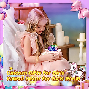 One Fire Unicorns Gifts for Girls Night Light Projector, 6 Films Unicorn Bedroom Decor for Girls, Rechargeable Unicorn Night Light for Girls Bedroom Decor,360° Rotating Mermaid Princess Butterfly Lamp