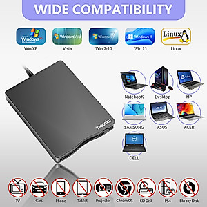 Yaeonku External Floppy Drive, 3.5" USB &Type C Floppy Disk Reader Portable 1.44 MB FDD for PC Windows 2000/XP/Vista/7/8/10/11