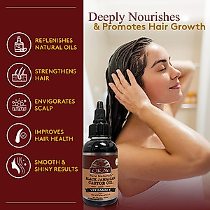 Black Jamaican Castor Oil With Vitamin E And Panthenol Helps Soothe Scalp&Skin Improves Blood Circulation Helps Naturally Grow Healthy Hair,Balances Oily Hair,Stimulate Hair Follicles For all Hair&Skin Types Made in USA 2oz