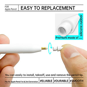 Pencil Tips Replacement for Apple Pencil 1st Gen 2nd Generation (6 Pack), Pen Nibs Compatible with iPad Pencil.