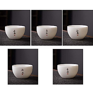 JinRu BaoHua China Pin tea cups, kung fu tea cups, tea cups set of 5, green tea, oolong tea, pu-erh tea China style tea cups (Large)