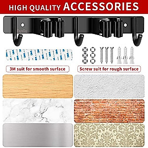 DunGu 2 Pack Broom Holder Wall Mounted Heavy Duty for Outside Mop Gripper Broom Bracket Mop Rack Holds Garden Tools,Broom Holder, Mop Hanger, broom Wall Holder,Shovels,Rakes,Brooms