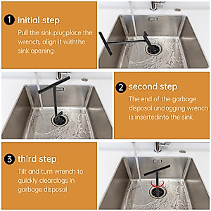 Famiron Garbage Disposal Wrench, Garbage Disposer Unjamming Wrench with 2 PCS Garbage Disposal Allen Wrench Tool, Designed to dislodge jams or clutter from above the sink -Black