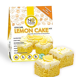 Lemon Low Carb Cake Mix, Gluten-Free & Plant-Based Keto Baking Mix, High Protein, High Fiber, Natural, No Artificial Flavors, Dairy-Free & Paleo-Friendly, No Added Sugar, 13oz - No Sugar Aloud