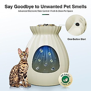 Plant Litter Box - Smart Odor Removal Sterilization - Hidden Litter Box Furniture for Indoor, Extra Large Cat Litter Box for Big Cats&Multiple Cats, Includes Artificial Plants, Door Curtain, Scoop