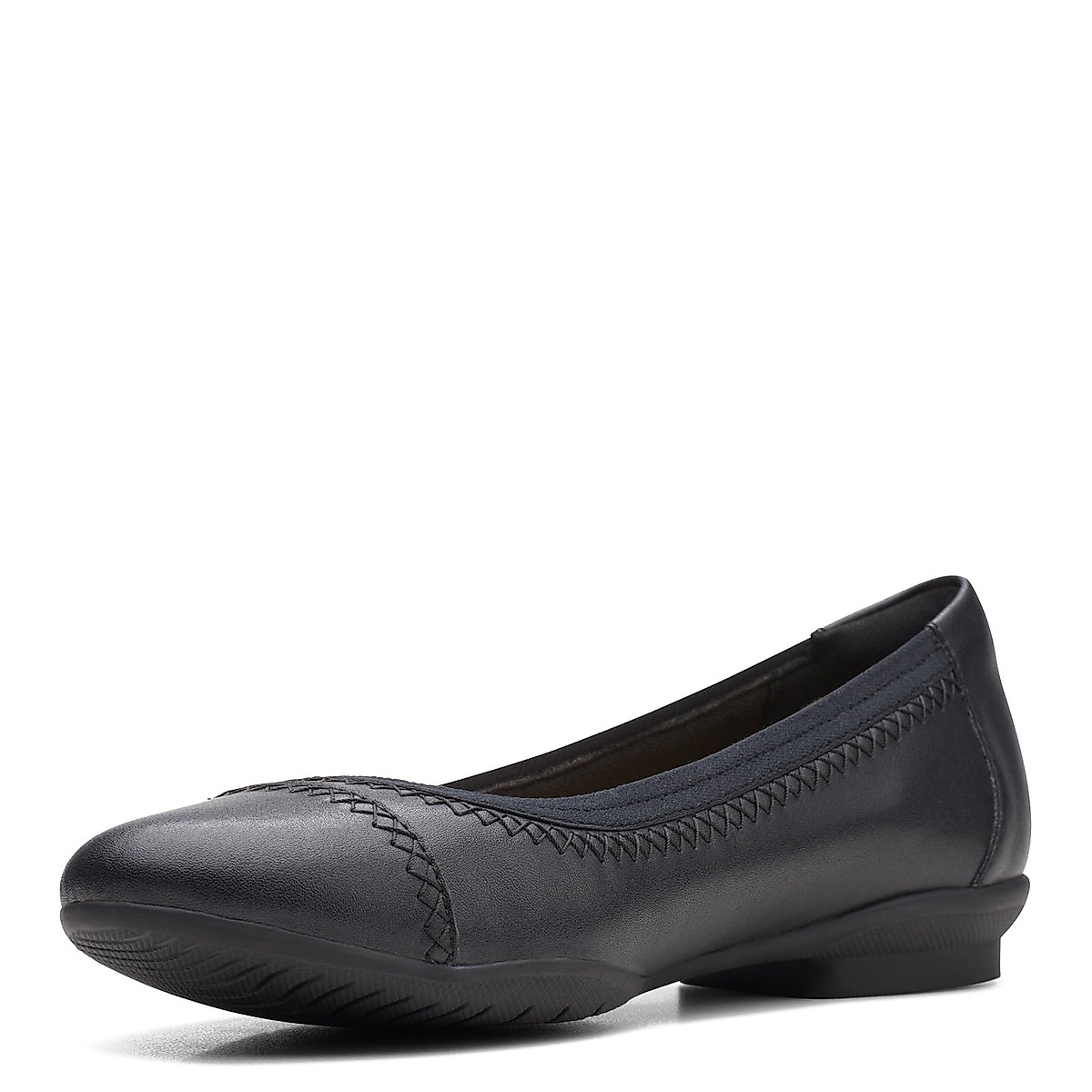 Clarks Women's Sara Bay Ballet Flat, Black Leather, 8.5