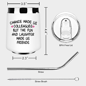 NBOOCUP Coworker Gifts for Women, Chance Made Us Colleagues - Funny Leaving Farewell or Going Away Thank You Birthday Christmas Gifts for Coworkers Colleague Boss Women, 12 oz Stemless Wine Tumbler