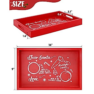 Cookies for Santa Tray Christmas Wooden Serving Tray with Handles 14’’ x 9’’ Decorative Treat Tray for Christmas Eve Xmas Holiday Home Decorations