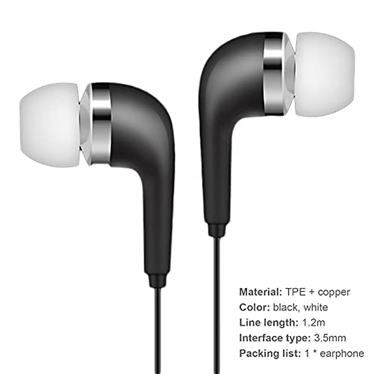 LAPUTA Wired Earbuds Headphones- in-Ear Noise Rejection Universal 3.5mm Stereo Sport Headset with Mic for School Gaming Sports Music Black One Size