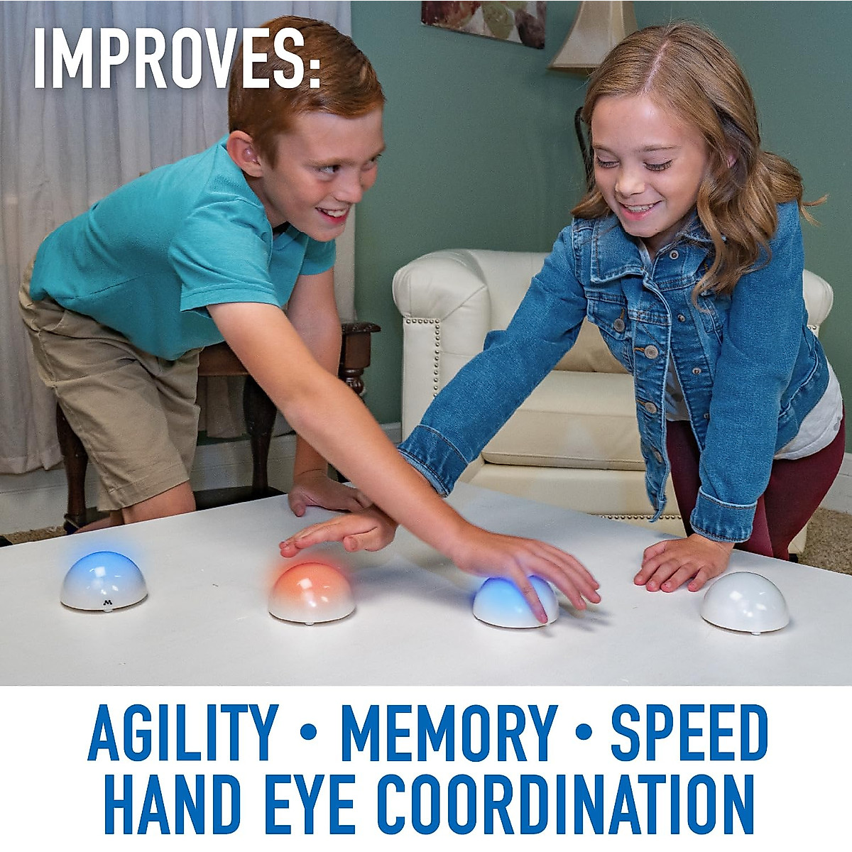 Fotorama Tap It Wireless Ultra High-Tech Pod , 4 Fun Games in One, Develop Hand-Eye Coordination, Agility, and Memory, Up to 8 Players, for Ages 6 and Up , White