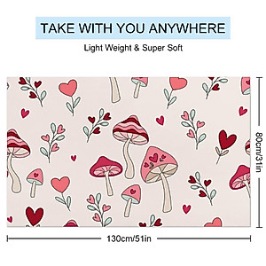 ZHIMI Beach Towels Oversized Pink Mushroom Heart Leaves Hand Bath Towel Pool Towels Microfiber Absorbent Sand Free Quick Dry Towels for Bathroom Gym Camping Women Men 31x51Inch