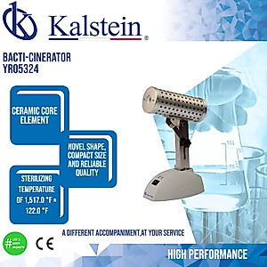 Kalstein Laboratory Bacti-Cinerator Sterilizer, sterilizes Micro-Organisms utilizing Infrared Heat Produced by a Ceramic core Element,Complete sterilizing Temperature of 1500ºF (815.6ºC) YR05324