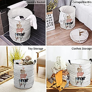 Comforance Farm Animals Laundry Hamper Large Waterproof Lightweight Collapsible Storage Basket, Toy Dirty Clothes Organizer for 16.5x17inch