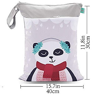 Waterproof Wet Bag, Reusable Dry and Wet Bag for Waterproof Cloth Diapers, Two Zippered Pockets, Travel Beach Swimming Pool, Dirty Baby Supplies, Yoga wet dry bag, Swimsuit or Wet clothes(L028)