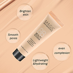 Boobeen Hydrating BB Cream, Full-Coverage Foundation&Concealer, Color Correcting Cream, Tinted Moisturizer BB Cream for All Skin Types - Evens Skin Tone（2 Pcs）
