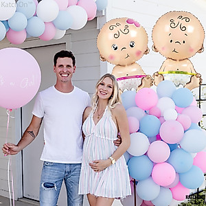 KatchOn, Baby Gender Reveal Balloons Set - 32 Inch, Pack of 2 | Baby Balloons, Gender Reveal Decorations | Baby Boy Balloons and Baby Girl Balloons, Twin Baby Shower Decorations | Boy Or Girl Balloon
