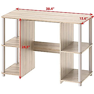 SHW Home Office Wood Desk with Double Sided Shelves, Oak