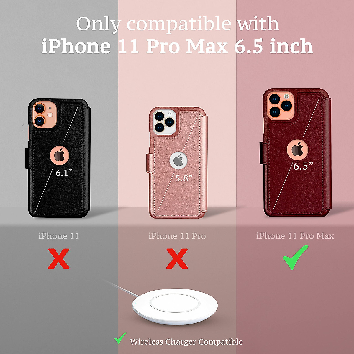 LUPA iPhone 11 Pro Max Wallet Case, Credit Card Holder, for Women & Men - Faux Leather Flip Case – Desert Sky