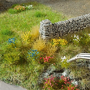 Warmtree 20 Pcs Static Grass Bushy Tufts Lowland Shrubs Model Kit Scenery Model DIY Miniature for Train Landscape Railroad Scenery Sand Military Layout Model War Gaming Terrain(Autumn Green)