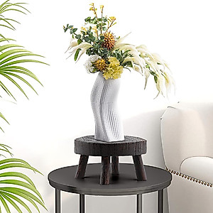 Wooden Step Stools,Small Portable Wood Stepping Stools with Smooth Cutting Edge for Kids Adults,Non-SlipRound Step Stool for Bedroom Living Room Blcony Bathroom Kitchen ﻿(L,Color:Dark Brown)