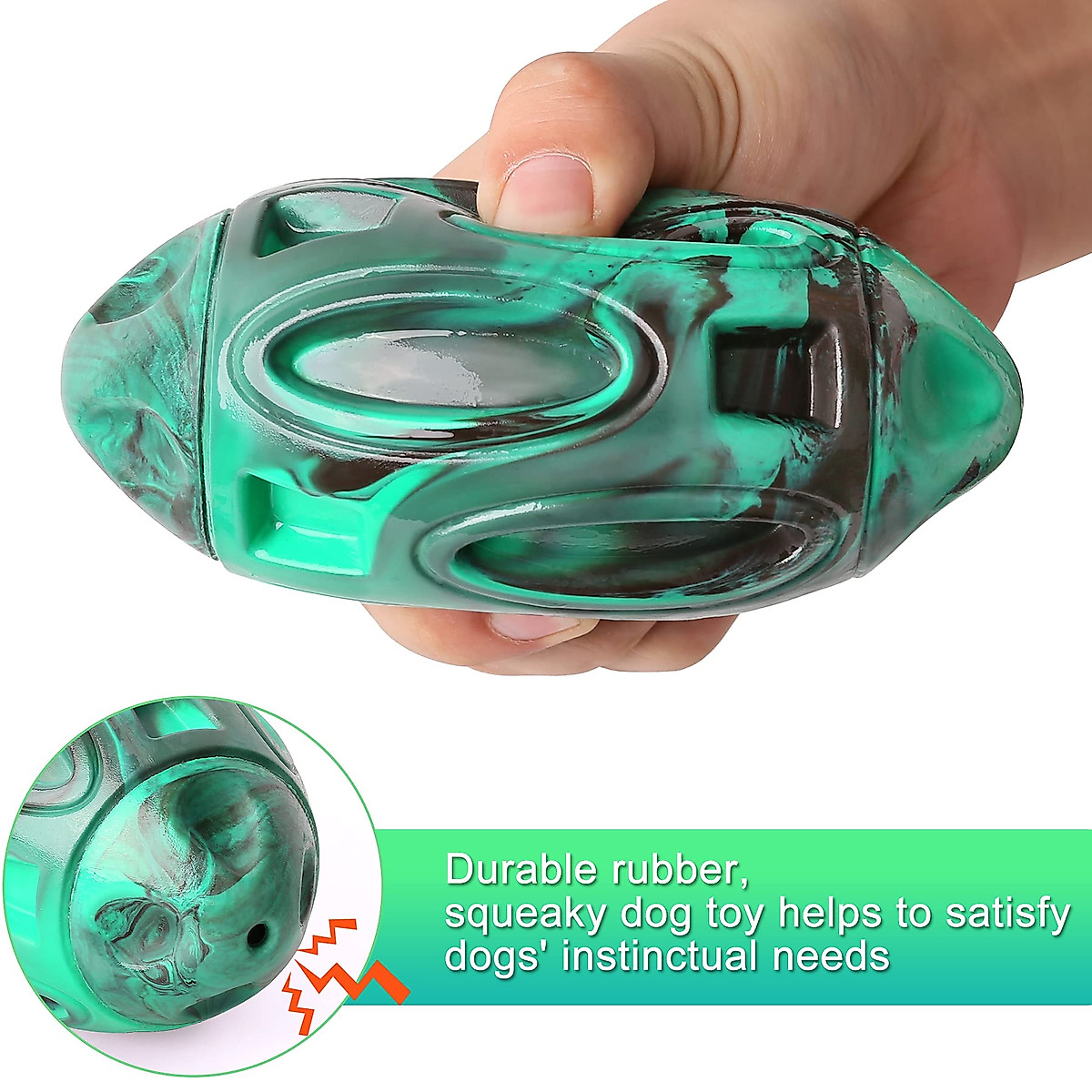 2 Pack Squeaky Dog Toys for Aggressive Chewers Large Medium Small Puppy Interactive Dog Chew Toy Durable Rubber Indestructible Tough Ball (Blue Green)